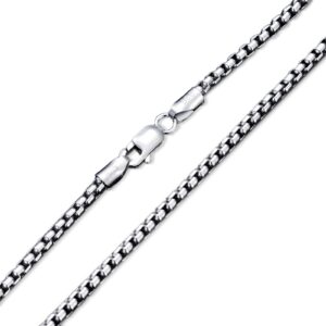 pdtjmtg 925 sterling silver round box chain 1mm, 1.5mm, 2mm, 2.5mm, 3mm silver/gold square rolo chain necklace for men women 18, 20, 22, 24, 26 inch (22 inches, 2.5mm wide, 1.silver)