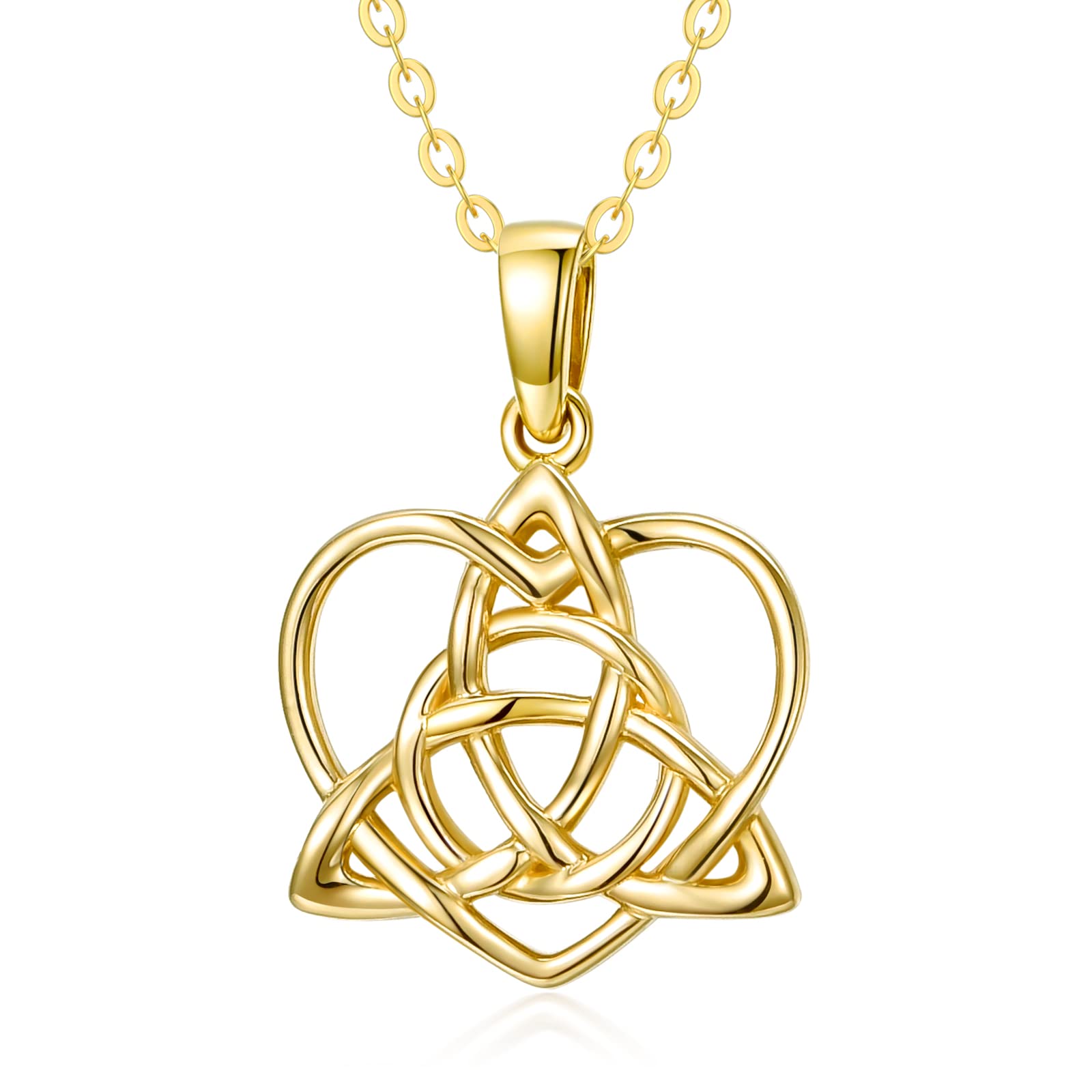 KECHO Gold Irish Celtic Necklace 14k Gold Vintage Triquetra Trinity Celtics Knot Pendant Necklace Jewelry Christmas Gifts for Women Mother Wife, 16"+ 1"+1" +1”