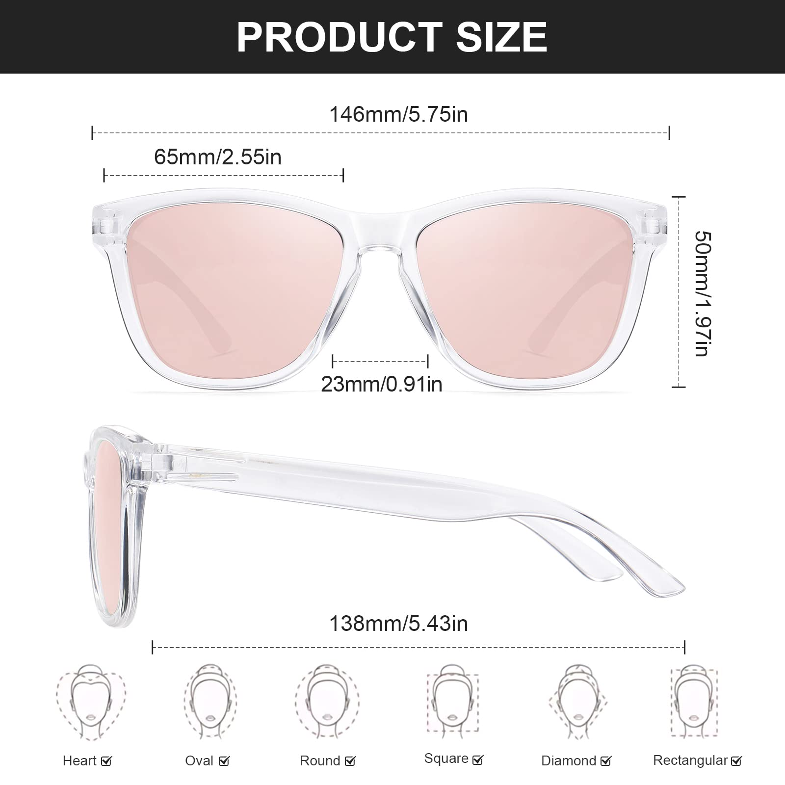 CHAOSELF Sunglasses Womens Men Classic Retro Polarized Sunglasses Trendy Sun Glasses UV400 Protection