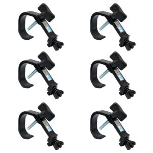 6 pack stage light clamp hooks, aluminum dj truss clamps, led par dj spots lights moving head beam spot c-clamps, fit for 30-51mm (1.18-2") od tube/pipe, heavy duty 132lbs/60kg, tuv certificated