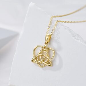 KECHO Gold Irish Celtic Necklace 14k Gold Vintage Triquetra Trinity Celtics Knot Pendant Necklace Jewelry Christmas Gifts for Women Mother Wife, 16"+ 1"+1" +1”