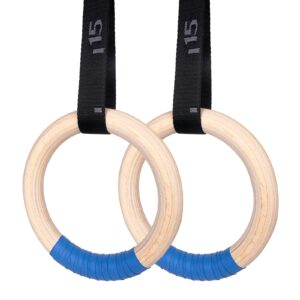 gymnastics rings olympic rings wooden gym rings 1500lbs with adjustable cam buckle 14.8ft long straps with scale non-slip exercise rings training rings for home gym full body workout