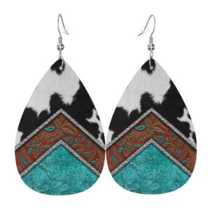 faux leather teardrop earrings for women drop dangle earrings gift