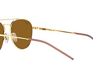 Ray-Ban RB3589 Square Sunglasses, Gold/Dark Brown Polarized, 55 mm