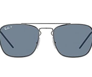 Ray-Ban RB3588 Square Sunglasses, Gunmetal/Dark Blue Polarized, 55 mm