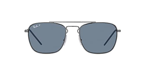 Ray-Ban RB3588 Square Sunglasses, Gunmetal/Dark Blue Polarized, 55 mm