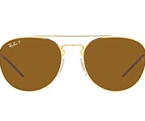 Ray-Ban RB3589 Square Sunglasses, Gold/Dark Brown Polarized, 55 mm