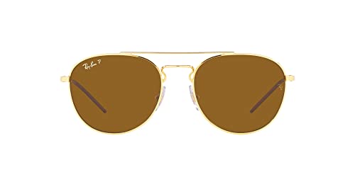 Ray-Ban RB3589 Square Sunglasses, Gold/Dark Brown Polarized, 55 mm