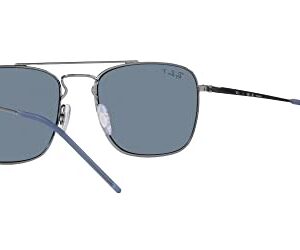 Ray-Ban RB3588 Square Sunglasses, Gunmetal/Dark Blue Polarized, 55 mm