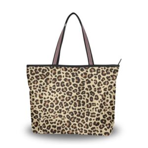 sletend tote bag leopard print handbags for women fashion shoulder bag for school travel work shopping（l）