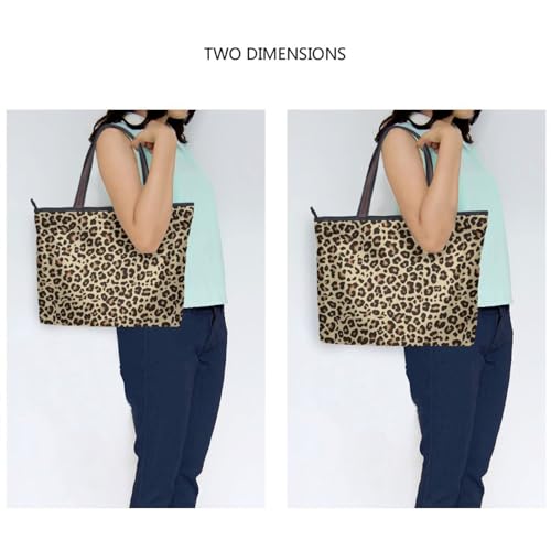 Sletend Tote Bag Leopard Print Handbags for Women Fashion Shoulder Bag for School Travel Work Shopping（L）