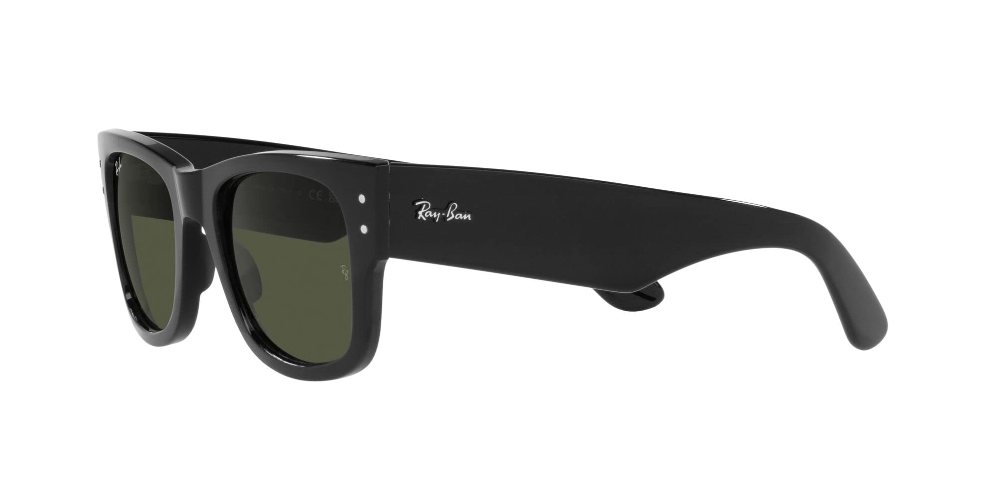 Ray-Ban RB0840S Mega Wayfarer Square Sunglasses, Black/Green, 51 mm