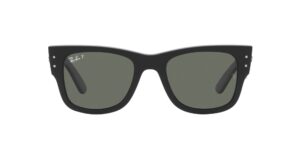 ray-ban rb0840sf mega wayfarer low bridge fit square sunglasses, black/green polarized, 52 mm