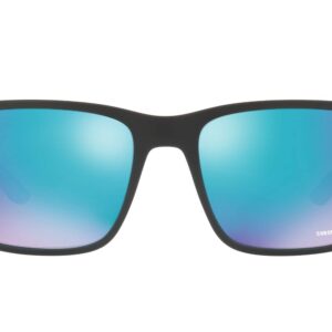 Ray-Ban RB4385 Liteforce Rectangular Sunglasses, Matte Black/Green Mirrored Blue Polarized, 58 mm