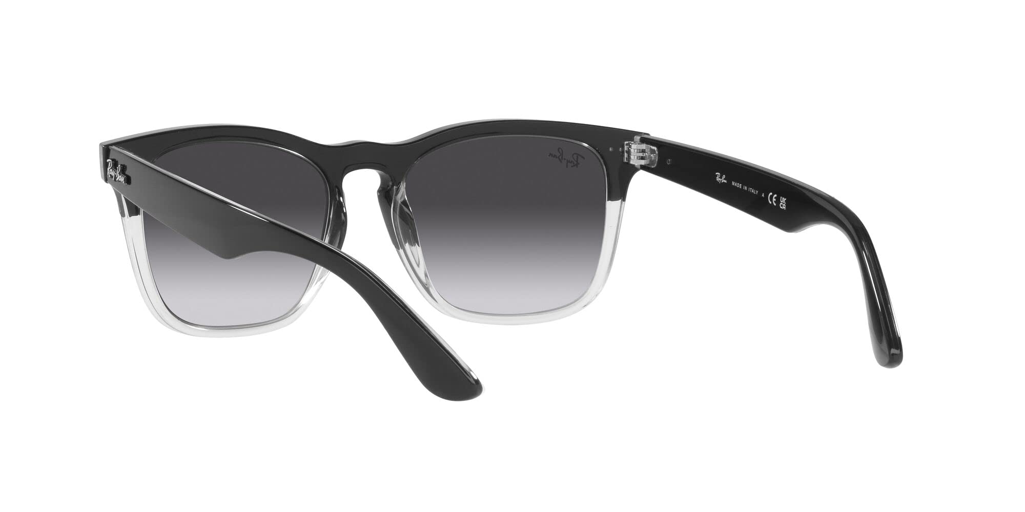 Ray-Ban RB4487 Steve Square Sunglasses, Black on Transparent/Grey Gradient Blue, 54 mm