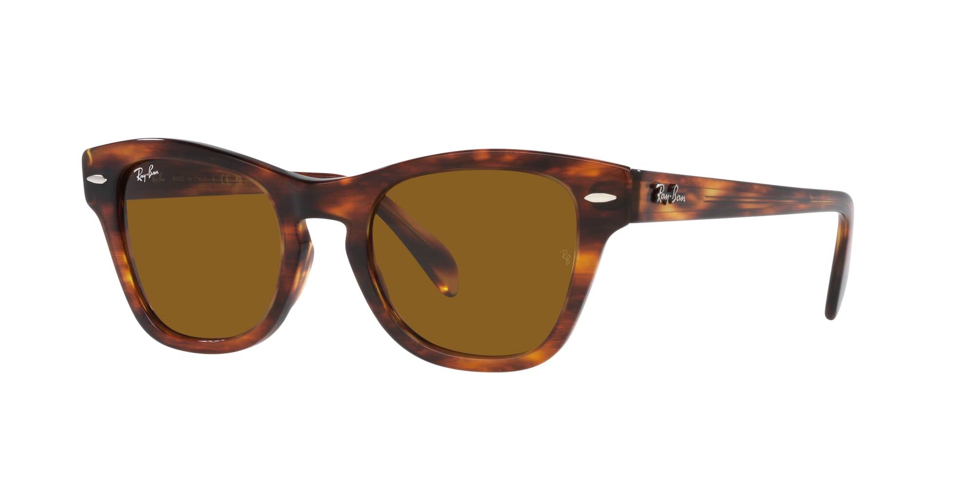 Ray-Ban RB0707S Square Sunglasses, Striped Havana/Brown, 50 mm