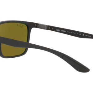 Ray-Ban RB4385 Liteforce Rectangular Sunglasses, Matte Black/Green Mirrored Blue Polarized, 58 mm