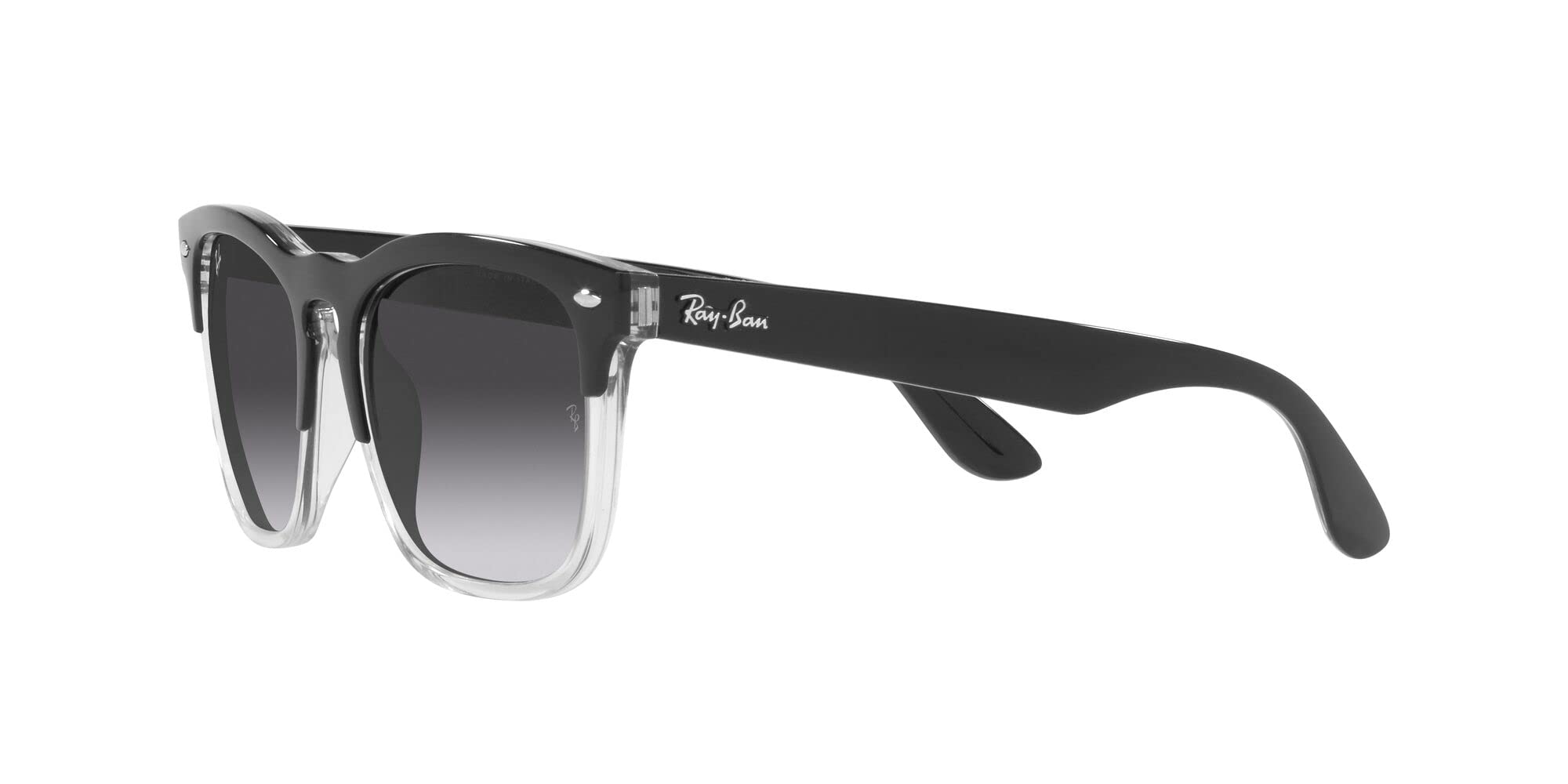 Ray-Ban RB4487 Steve Square Sunglasses, Black on Transparent/Grey Gradient Blue, 54 mm