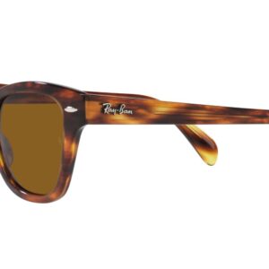 Ray-Ban RB0707S Square Sunglasses, Striped Havana/Brown, 53 mm