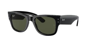 ray-ban rb0840s mega wayfarer square sunglasses, black/green, 51 mm