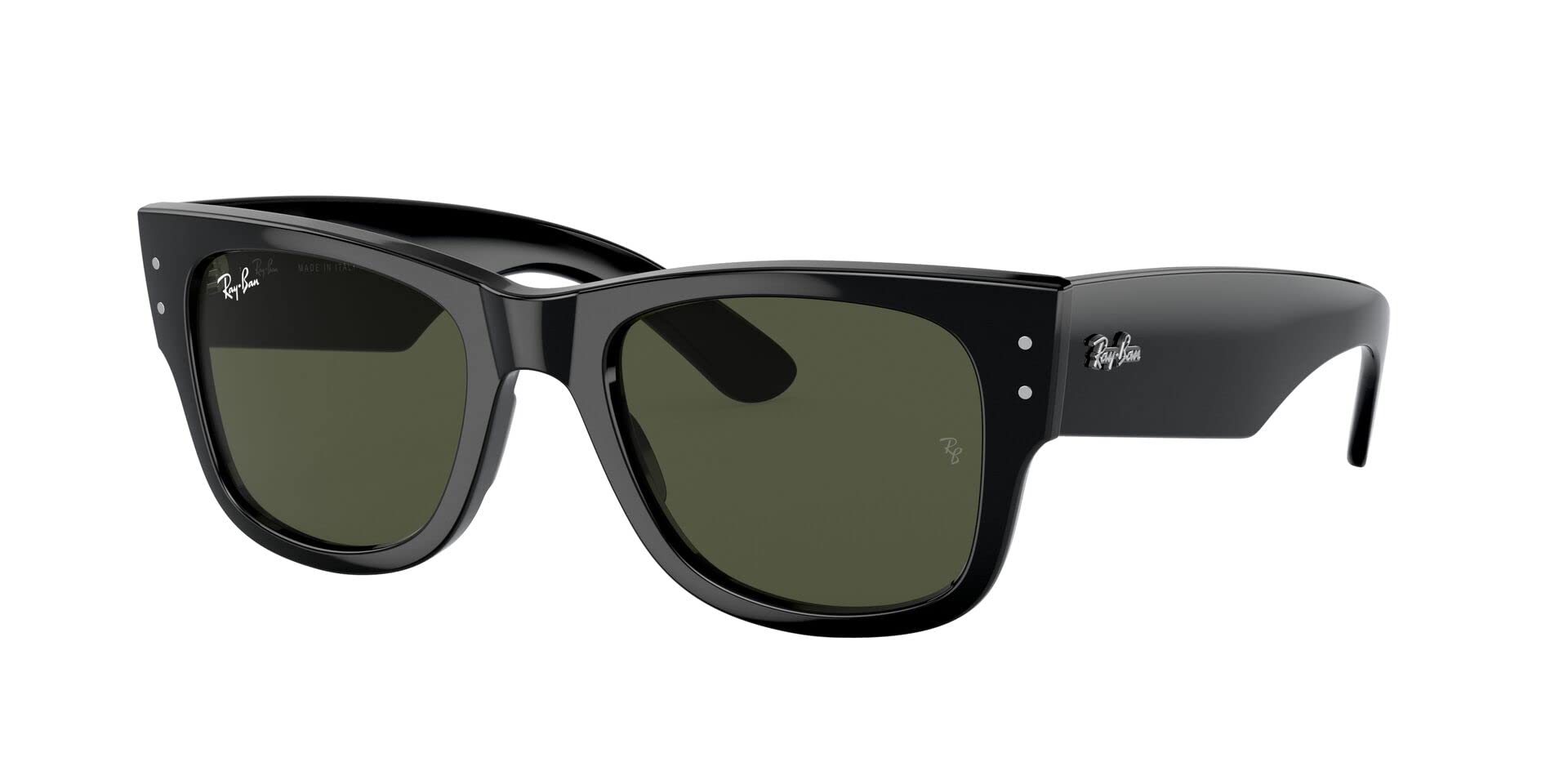 Ray-Ban RB0840S Mega Wayfarer Square Sunglasses, Black/Green, 51 mm