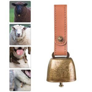 1PC Dog Collar Bells Iron Cow Bell Noise Makers Country Dog Cow Sheep Cattle - Bell with Leather Button Strap Pet Collar Supplies