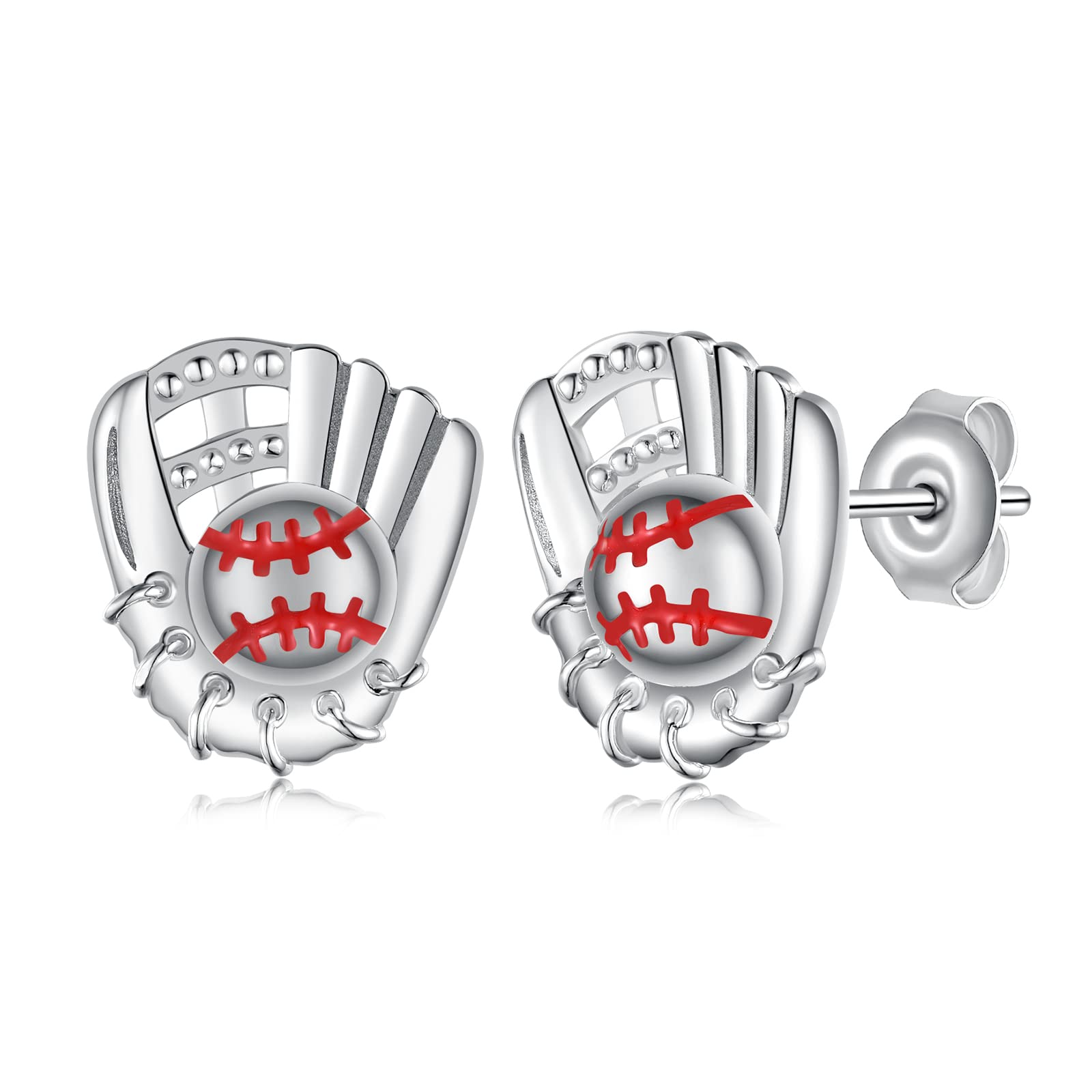 SVODEA Baseball Gloves Earrings for Women,925 Sterling Silver Baseball Stud Earrings,Sports Jewelry Gifts for Women