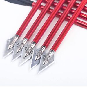 ocairnry 6.25" Crossbow Bolts Aluminium Crossbow Arrows Mini Crossbow Bolts with Steel Broadhead Tips for 50-80lbs Archery Target Practicing Shooting Small Hunting 6 Pack (Red)