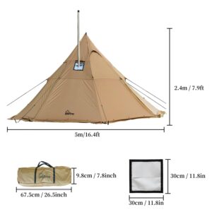 Hot Tent with Stove Jack 4-8 Person Onefires Large Teepee Tent for Family Camping (1 Large Hot Tent)