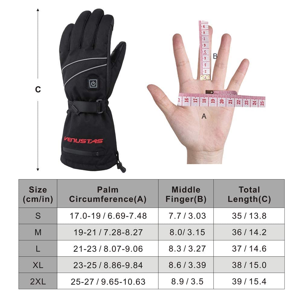 Venustas Heated Gloves for Men and Women, Rechargeable Heated Gloves and Winter Gloves ski Gloves Heat up to 7 Hours