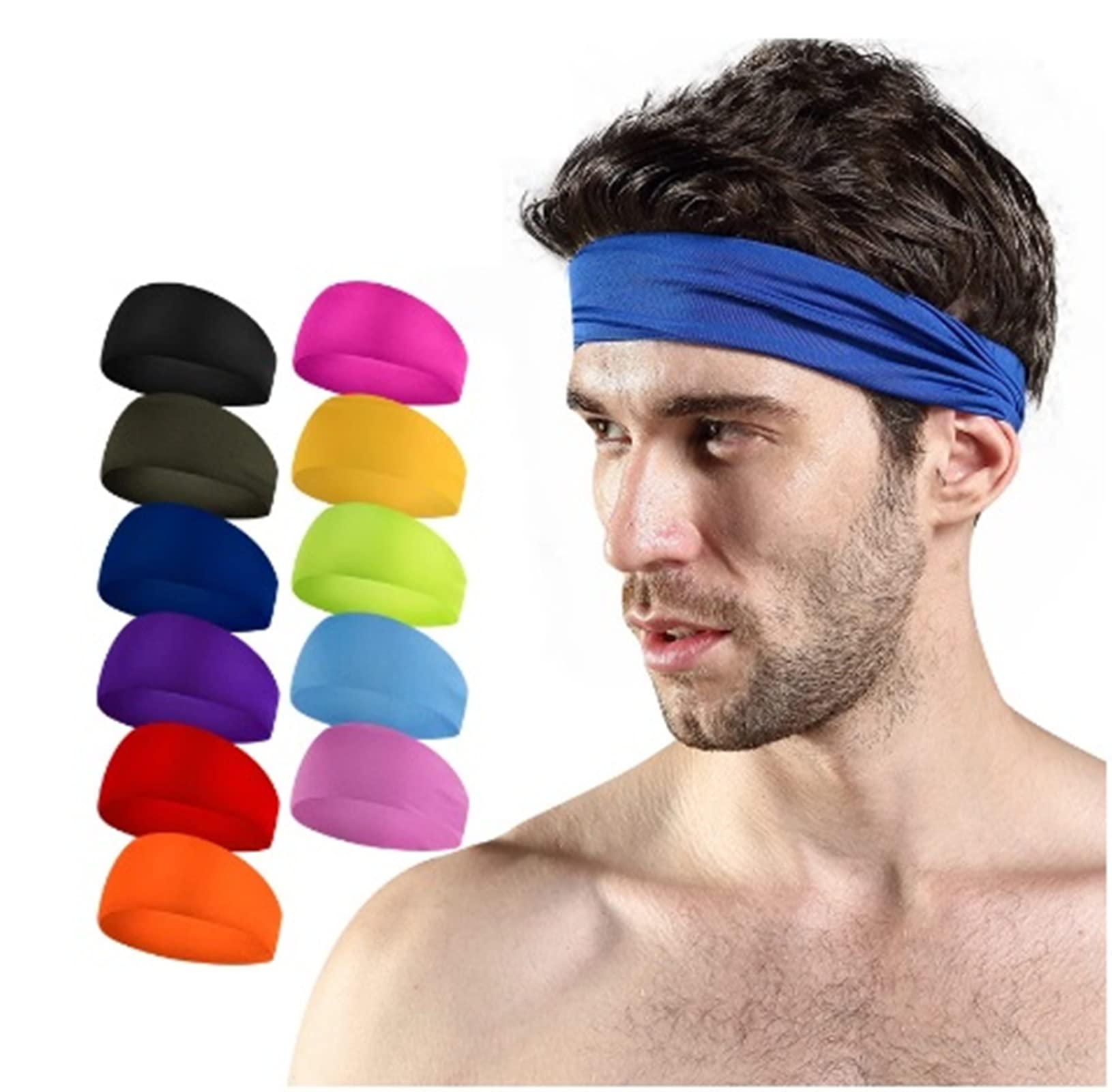 Mcolics Headbands for Men Women Sweat Hairbands Non Slip Breatheable Durable Hair Head Band Outdoor Sports Workout Yoga Basketball Running Cycling Jogging Fitness (Pink)