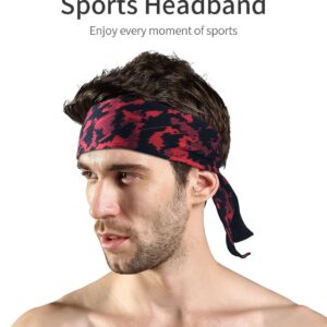 Mcolics Headbands Tie on Headband for Men Women Running Athletic Hair Head Band Elastic Sports Sweat Basketball Stetchy Yoga Workout Sweatband Adjustable Non-Slip Moisture Wicking (Blue)