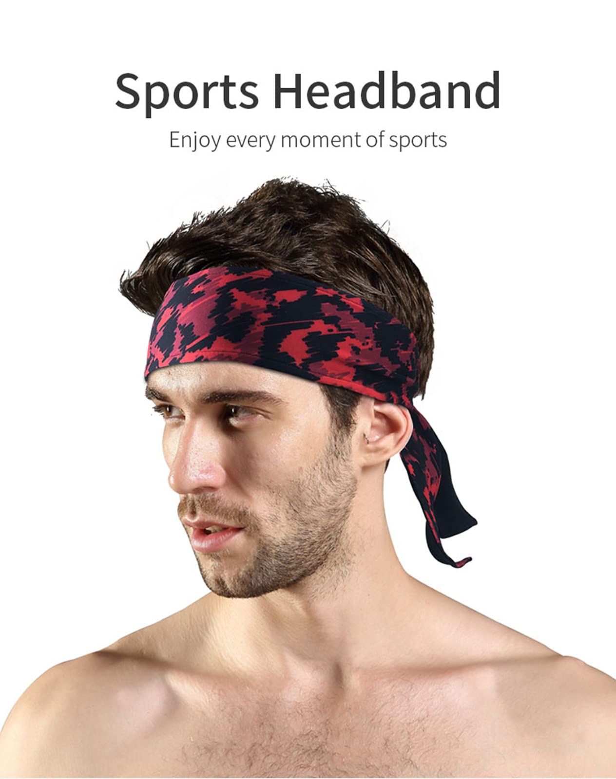 Mcolics Headbands Tie on Headband for Men Women Running Athletic Hair Head Band Elastic Sports Sweat Basketball Stetchy Yoga Workout Sweatband Adjustable Non-Slip Moisture Wicking (Blue)