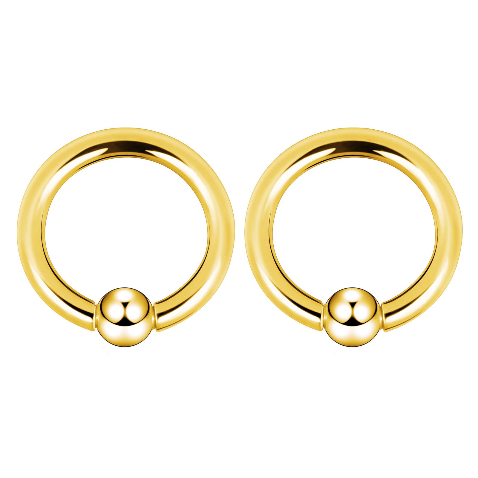 Oyaface 2 PCS 316 Stainless Steel Piercing Hoop Captive Bead Rings Tragus Ear Tunnels Hanger Weight Gauges Body Jewelry Gold 6G(4mm)