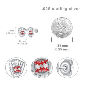 SVODEA Baseball Gloves Earrings for Women,925 Sterling Silver Baseball Stud Earrings,Sports Jewelry Gifts for Women