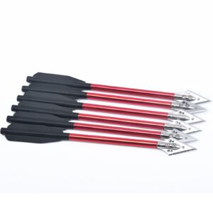 ocairnry 6.25" Crossbow Bolts Aluminium Crossbow Arrows Mini Crossbow Bolts with Steel Broadhead Tips for 50-80lbs Archery Target Practicing Shooting Small Hunting 6 Pack (Red)