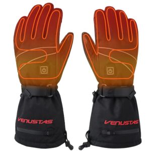 venustas heated gloves for men and women, rechargeable heated gloves and winter gloves ski gloves heat up to 7 hours