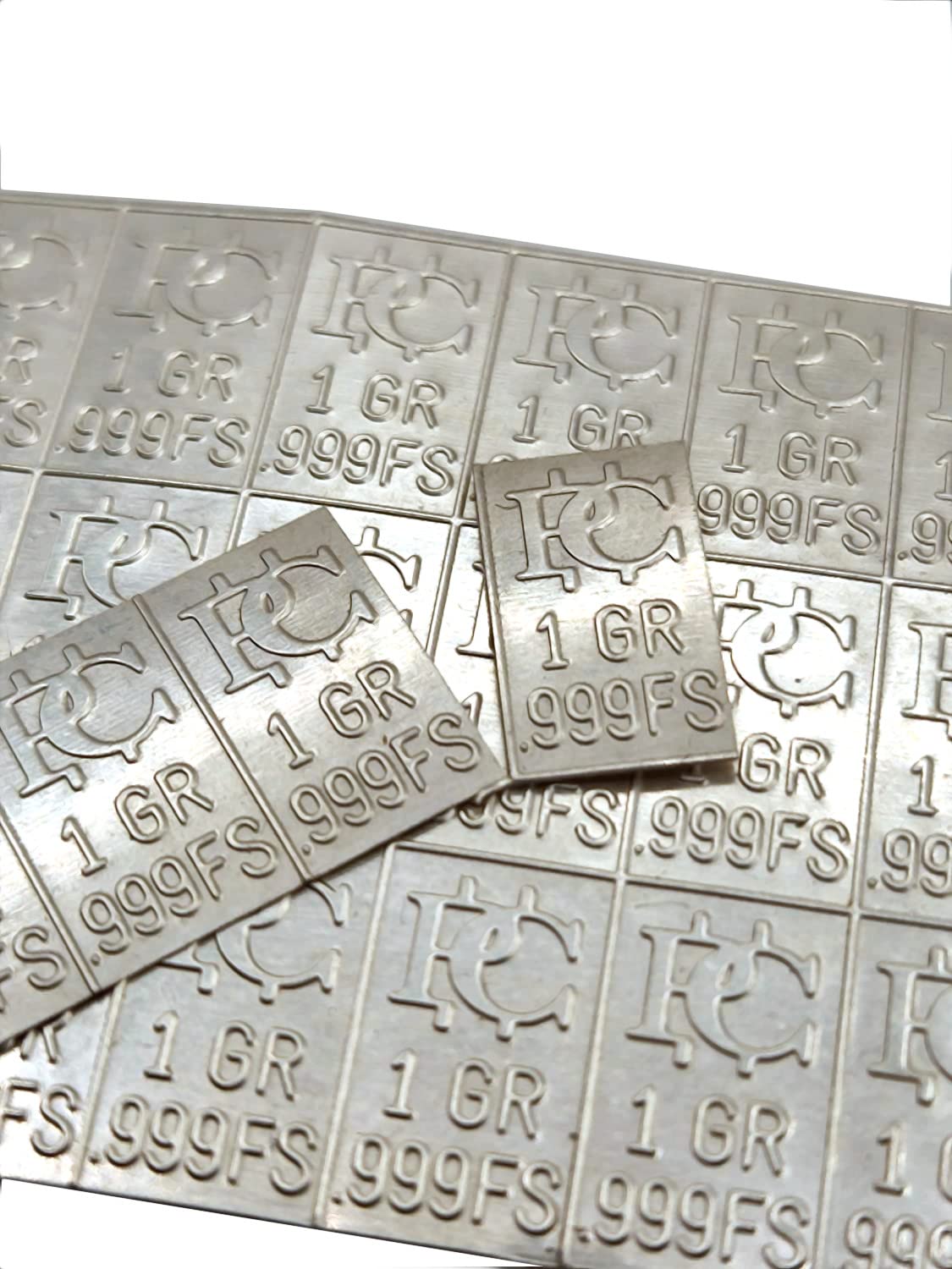 Pure Silver Bullion Bar Divides to 24 One Grain Bars .999 Fine Silver Snaps Apart to Individual 1 Grain Ingots (6)