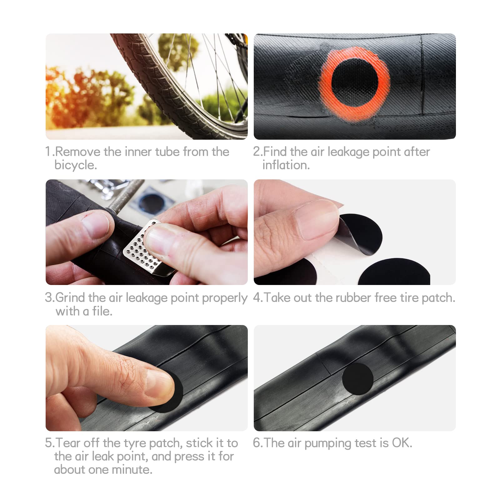 ATEN Bicycle Tire Repair Kit,Glueless Patchs,Bike Tire Patch Repair Kit,Quick & Easy Patches for Road & Mountain Bikes