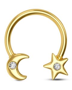 cocharm gold septum rings 16g, star and moon septum jewelry horseshoe septum piercing 8mm dainty horseshoe septum rings gold horseshoe daith earring hoop