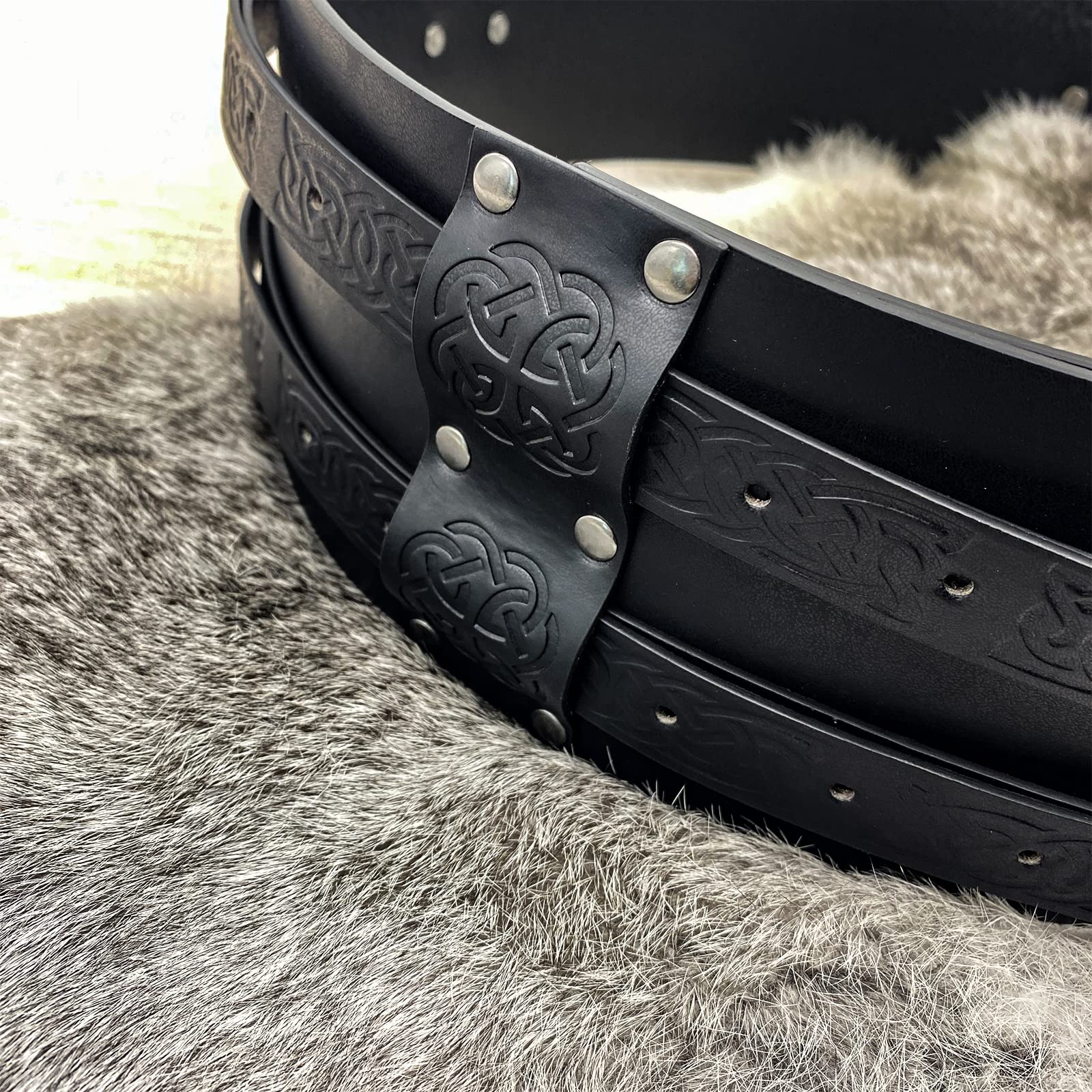 JAOYU Medieval Belt for Men Renaissance Belt Women Viking Embossed Wide Belt Leather Medieval Knight Belt Halloween Cosplay Costume