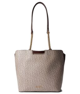 calvin klein finley tote mini tx almond/taupe/brunette one size