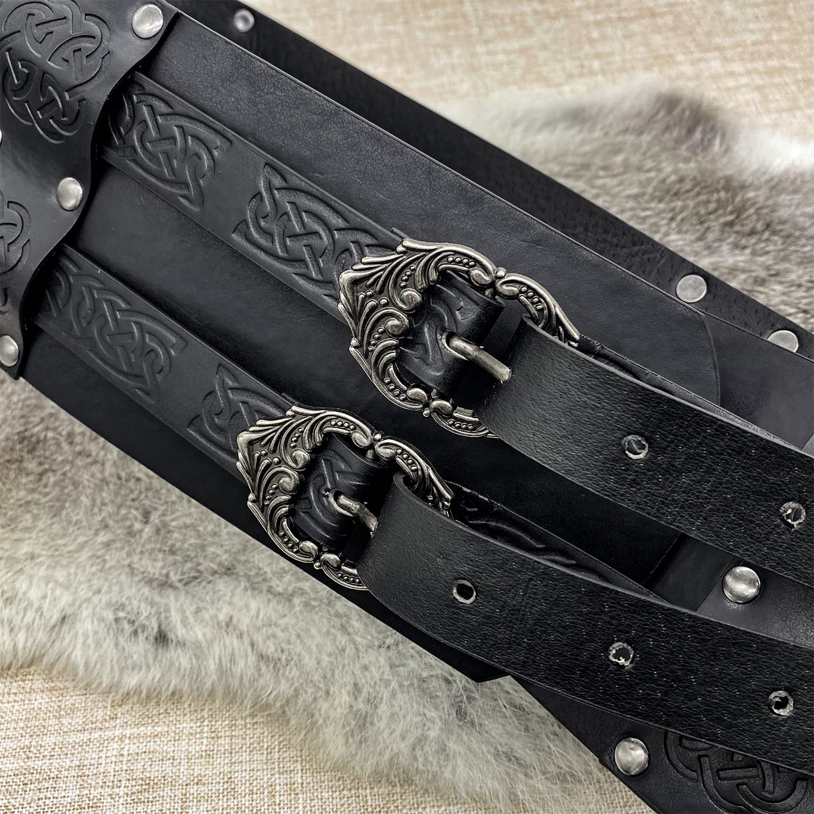 JAOYU Medieval Belt for Men Renaissance Belt Women Viking Embossed Wide Belt Leather Medieval Knight Belt Halloween Cosplay Costume