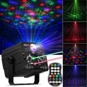 dj disco stage party lights with laser & projector ball, portable strobe rave lights with sound activated & remote control,decoration and gifts for christmas birthday halloween parties indoor, outdoor