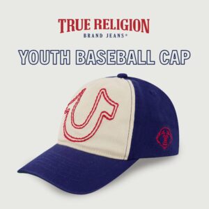 True Religion Kids Baseball Hat with Large Horseshoe Logo, Navy, One Size