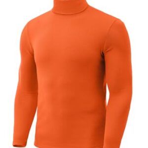 Zengjo Turtleneck Men Thermal Long Sleeve(Orange,L)