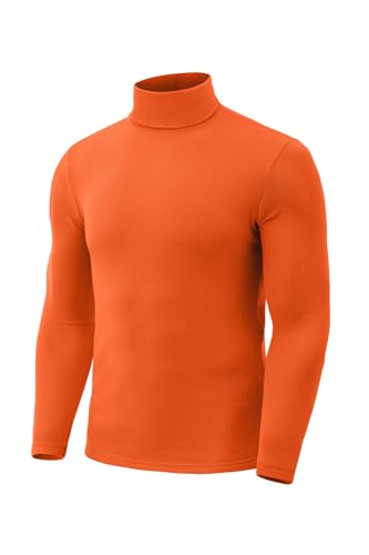 Zengjo Turtleneck Men Thermal Long Sleeve(Orange,L)