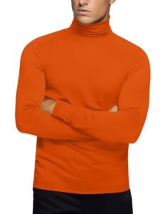 zengjo turtleneck men thermal long sleeve(orange,l)