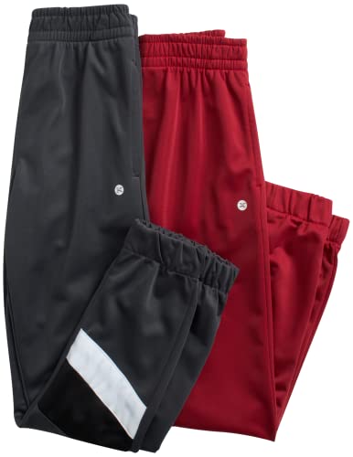 RBX Boys' Sweatpants - 2 Pack Tricot Active Performance Fleece Basic Jogger Pants - Breathable Athletic Pants for Boys (4-20), Size 10-12, Medium Grey/Red