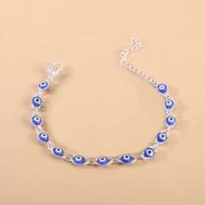 Fuqimanman2020 Evil Eye Bracelet Anklet for Women Gold Silver Blue Multi-Color Evil Eye Link Chain Bracelets Anklet for Women